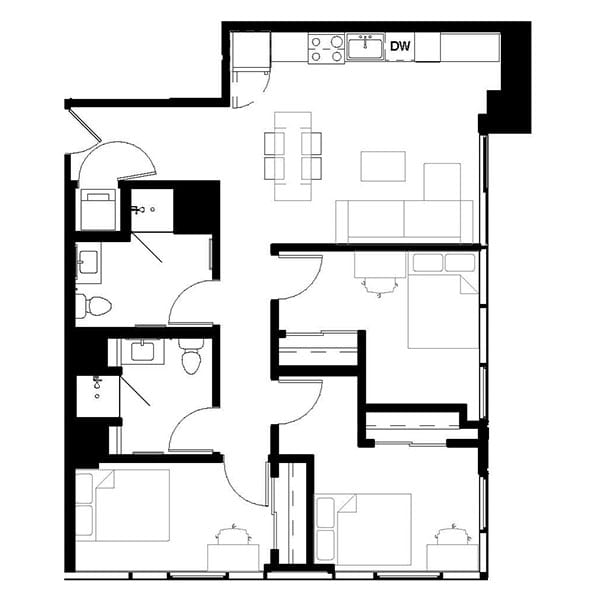 Apartment Floor Plans | Hub Champaign Daniel